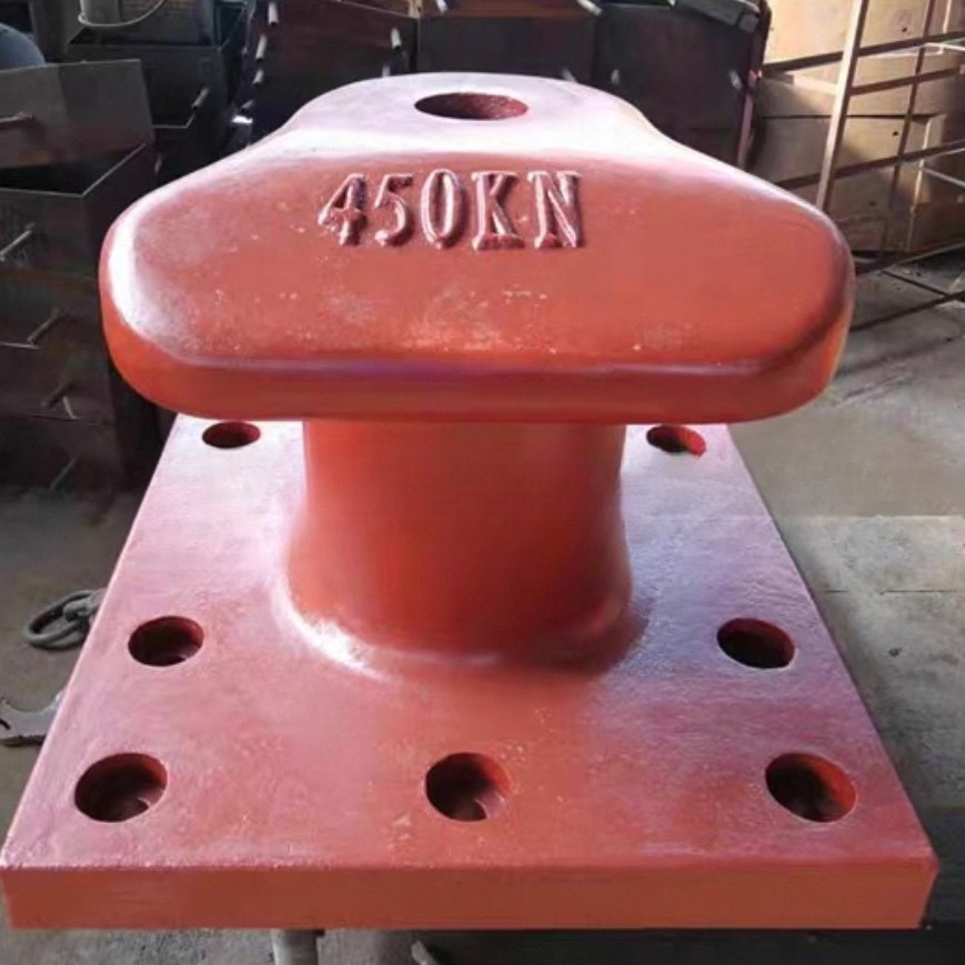 450KN Tee Type Cast Iron Cross Bitt Bollard Anchor Rods Polished Dock ...